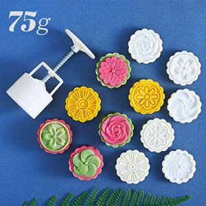 MooncakeMoulds 125g/75g, Mid-Autumn Festival Hand-Pressure MoonCakeMoulds, DIY Hand Press Cookie Stamps Pastry Tool. (4pcs 125g square + 6pcs roundpcs 75g)…