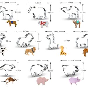 Animal Cookie Cutters Shapes for Kids Baking Large - Safari Zoo Animals 10 Piece Cookie Cutter Set with Horse, Polar Bear, Camel, Cow, Lion, Giraffe, Tiger, Kangaroo, Elephant, Pig Cookie Cutter Mold