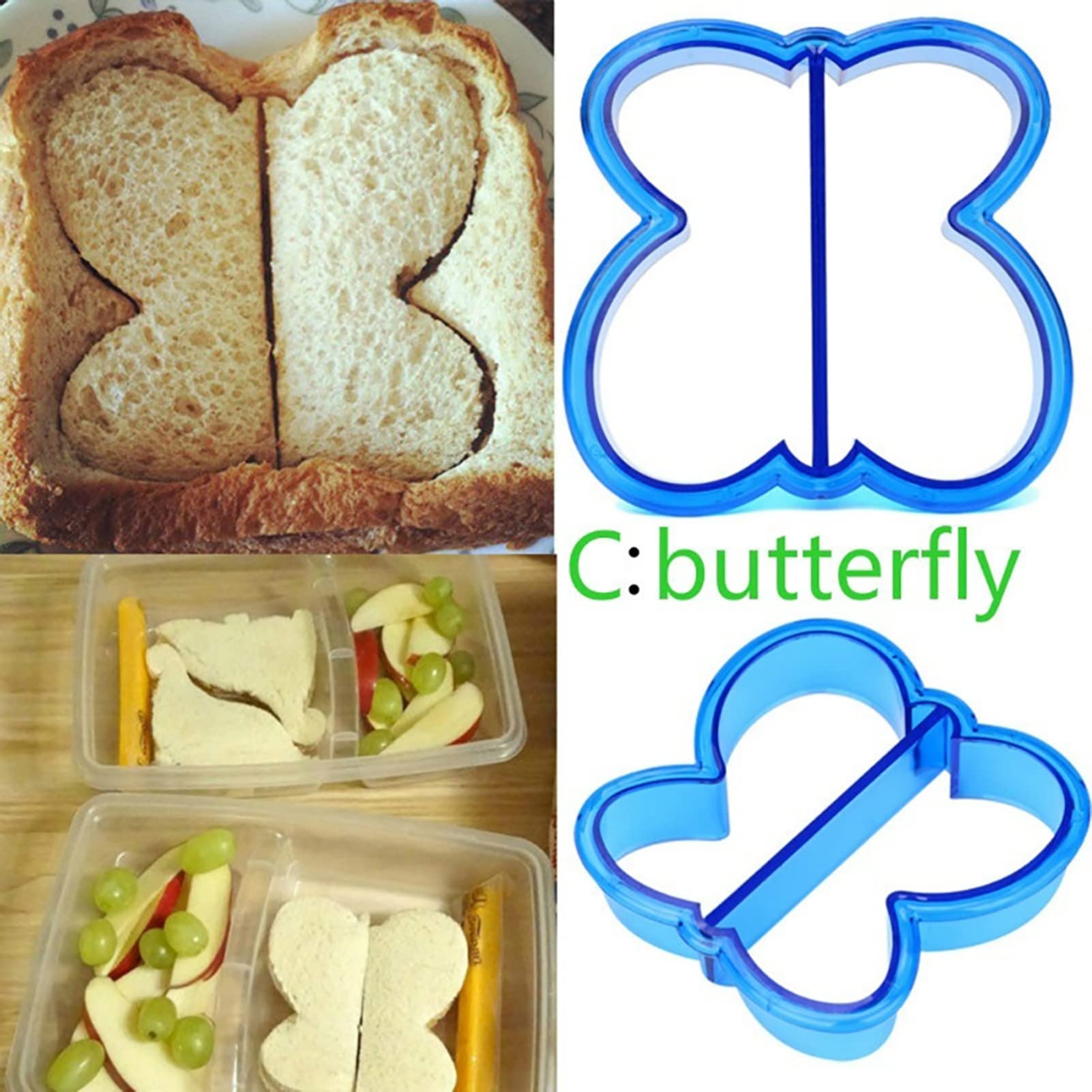 Bluelans Sandwich Cutter for Kids, Sandwich Shape Bread Cutter, DIY Sandwich Cutters Mold, Uncrustables Sandwich Bread Pancake Maker Cookie Cutter for Kids Children Boys Girls Lunchbox Bento Box Butt