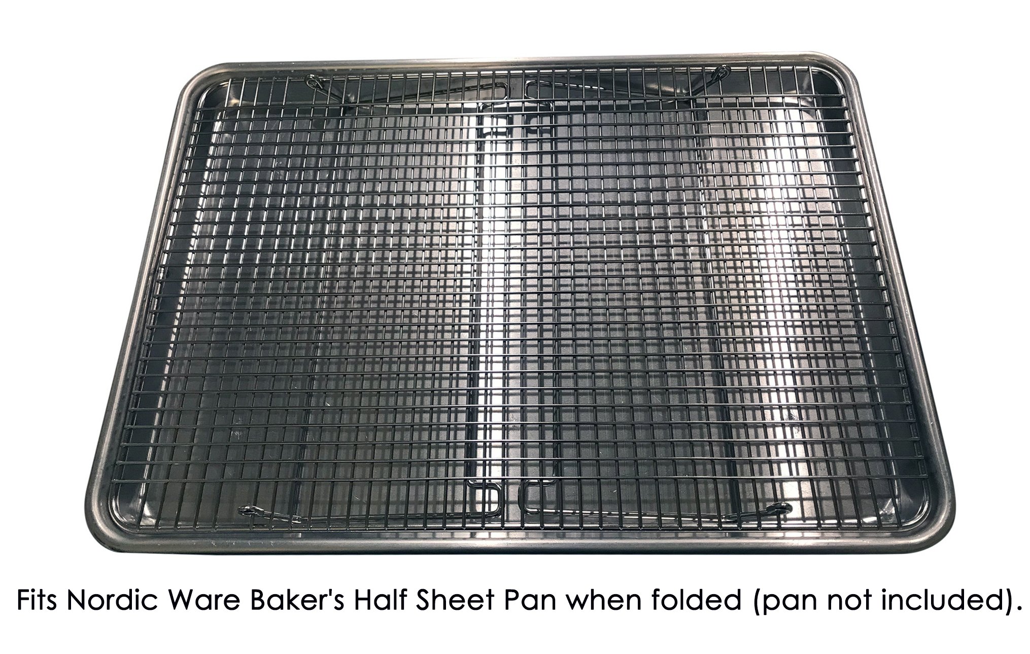 Hamilton Housewares Stackable Stainless Steel Wire Half Sheet Cooling Rack(12"x17") - with Collapsible Folding Legs - For Baking, Cooking, & Grilling - Perfect for Cookies, Muffins, Bread & More