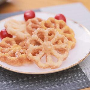 8-Piece Rosette&Timbale Set, Aluminum Waffle Molds with Wooden Handle, Homemade Swedish for Rosette Bunuelos Cookie