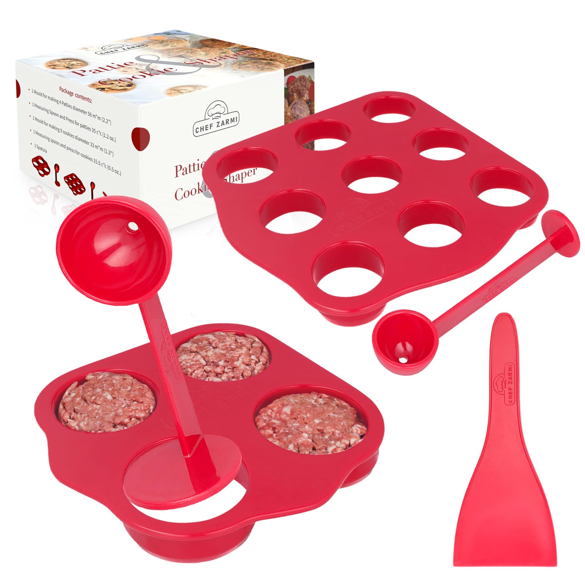 Create Perfectly Sized, Delicious Mini Hamburgers & Cookies with Chef Zarmi's Easy-to-Use Shaper & Press Kit!