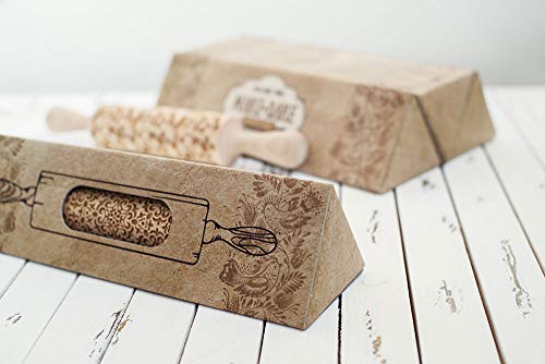 Roses Rolling Pin, flowers imprint utensil, floral ornamental pattern, embossing cookie stamp, engraved cookie roller