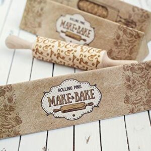 Roses Rolling Pin, flowers imprint utensil, floral ornamental pattern, embossing cookie stamp, engraved cookie roller