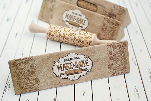 Roses Rolling Pin, flowers imprint utensil, floral ornamental pattern, embossing cookie stamp, engraved cookie roller