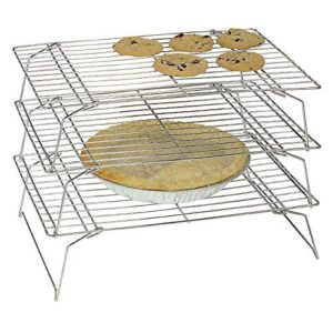 charmed silver 3-tier stackable cooling rack 13.5x 9.5 inch