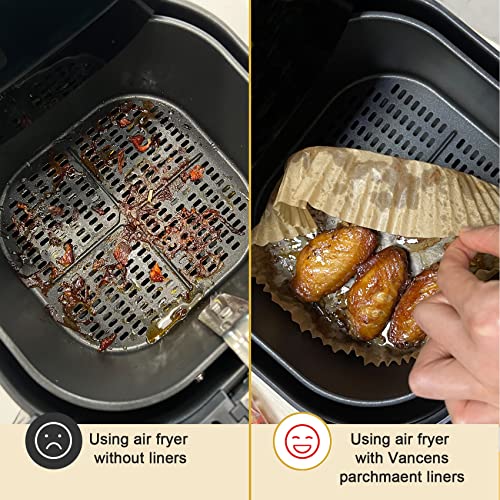 50pcs Unbleached Air Fryer Disposable Paper Liner, Air Fryer Parchment Paper 6.3inch Round, Non-stick Air Fryer Disposable Liners Paper, Oil-proof Air Fryer Liner for Microwave, Oven, Air Fryer