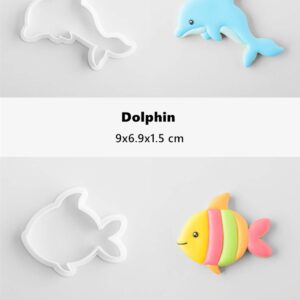 Cookie Cutters 8 Pieces Biscuit Sandwich Cutter Dolphin Whale Octopus Fish Shapes Vegetables Fruits Bread Crust Slicer Kit for Kids Bento Lunch Box