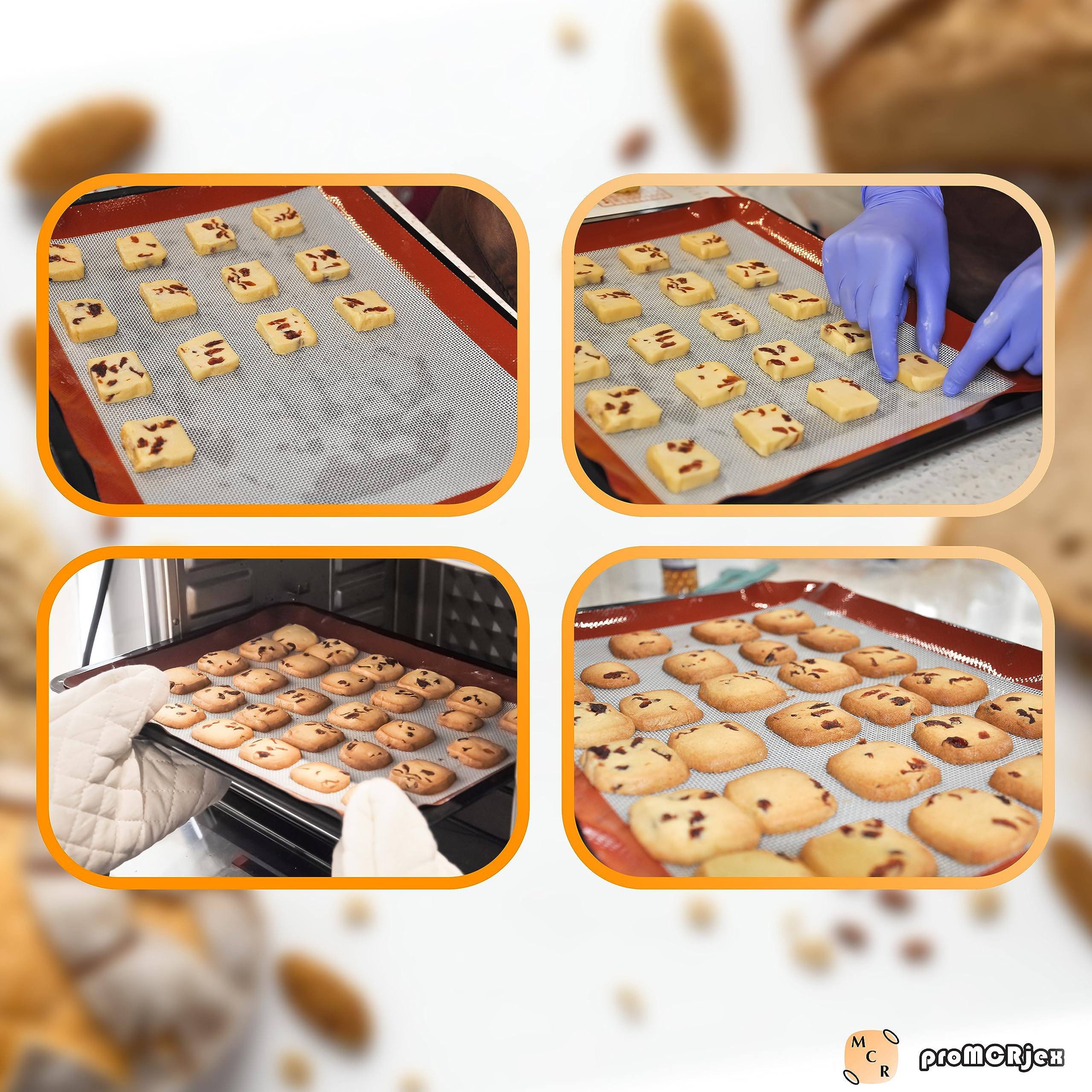 proMCRjex Silicone Baking Mats Full Sheet Non-Stick Cookie Sheet Large Silicon Baking Mat Set (16"x 24" Pack of 2)