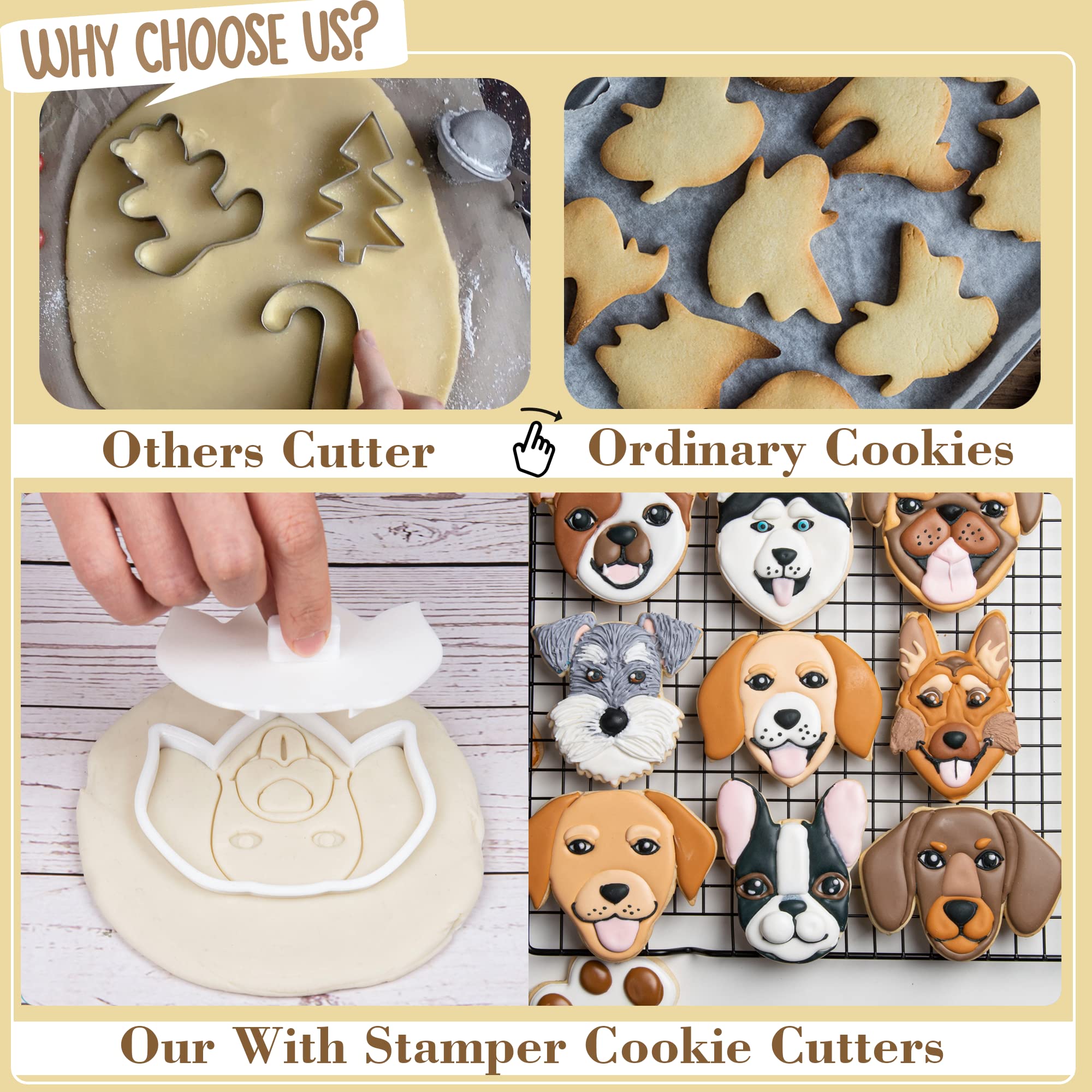 Flycalf Dog Cookie Cutter Schnauzer Baking Dough Tools with Plunger Stamps PLA Accessories Cutter Molds Gifts for Kids Decorative Party 3.5" Kitchen Cake Supplies