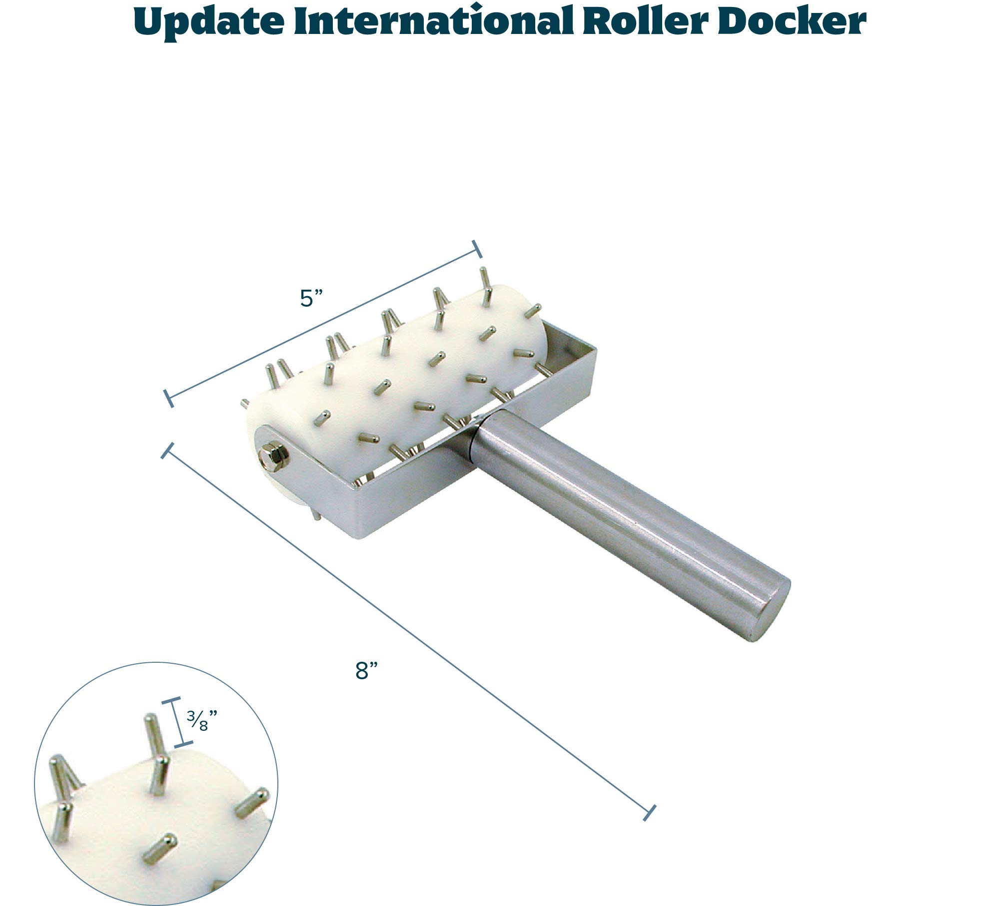 Update International RD-5 Stainless Steel Pizza Roller Docker, 8-Inch, silver