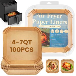 50pcs air fryer liners square, 6.5 in waterproof oil resistant food grade air fryer parchment paper liners accessories filter paper for 2-6qt corsori ninja air fryer baking roasting microwave