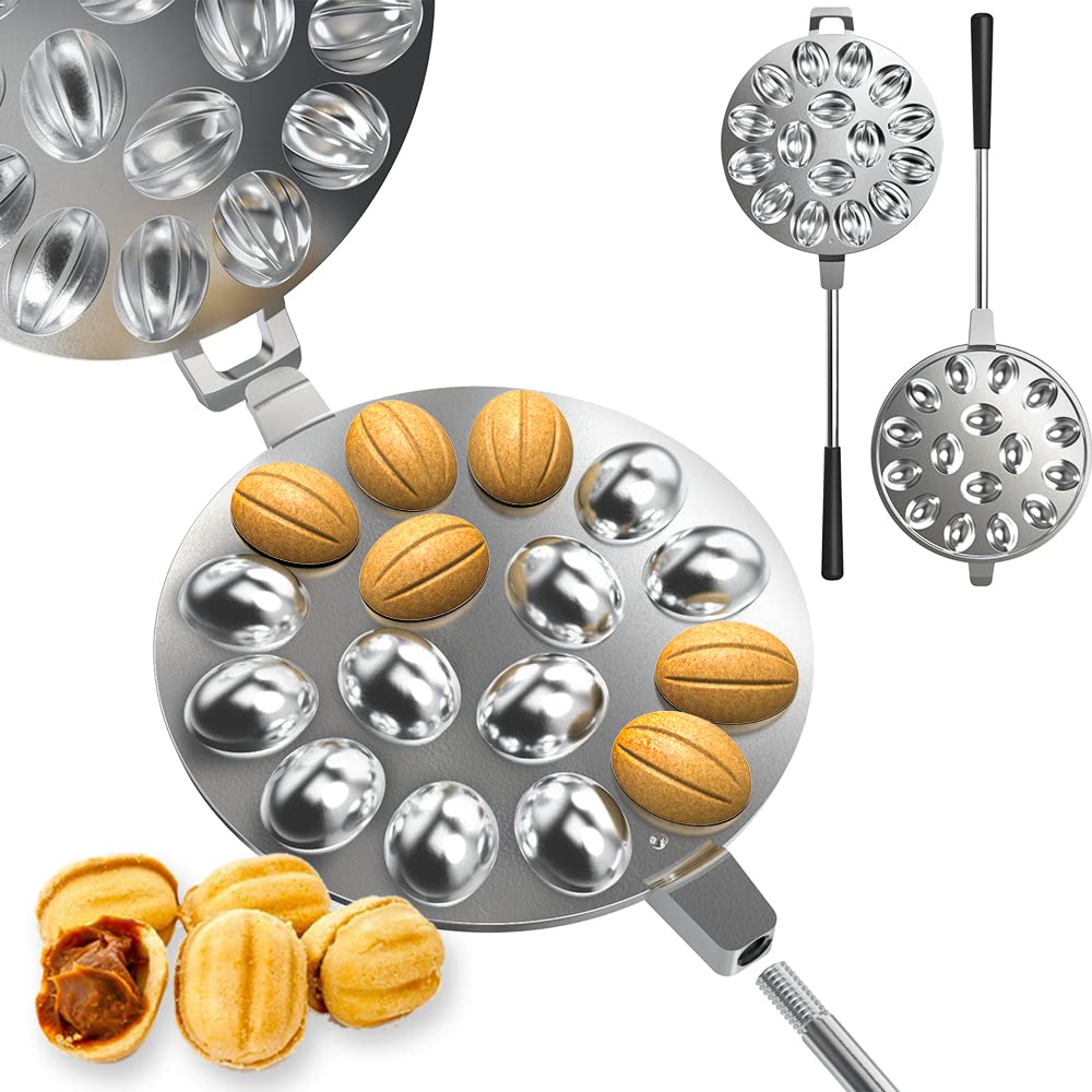 Cookie Assorted Maker - Oreshki Nuts 16 Mold Skillet - Oreshki Mold - Cookie Candy Maker 16 wells griddle - Walnut Mold Pastry - New Mold Set Cookies Pastry Baking Tool 1308478-2