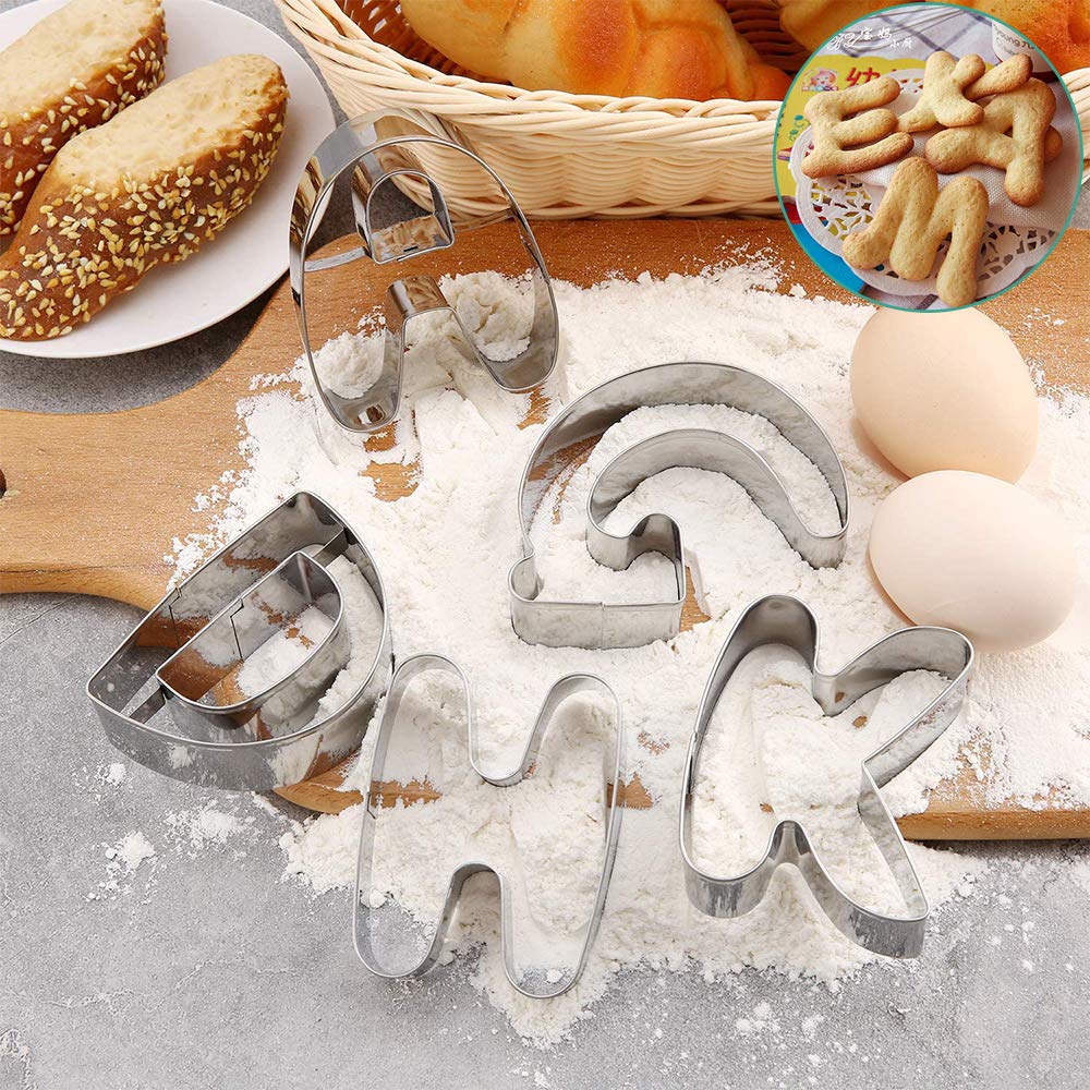 3 Inch Biscuit Cutter for Baking, 26 PCS Halloween Christmas Alphabet Cookie Cutters Set, Stainless Steel Metal Letter Cookie Cutters, Baking Tool for Birthday Cake, Holiday, Party, Gift