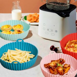 4 Pcs Air Fryer Silicone Liners Pot, Air fryers Silicone Liner Heat Resistant,Silicone Liners Pot Basket for Round Airfryer,Easy Cleaning Air fryer Oven Accessories 2 Size(8.5inch,7.5 inch,)