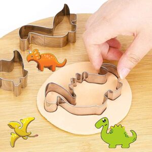 12 pcs Cookie Cutters, BOSOIRSOU 6 pcs 3" and 6 pcs 1.5" Dinosaur Sea Creature Shape Stainless Steel Biscuit Metal Molds for Kitchen Baking Cake Candy Bread