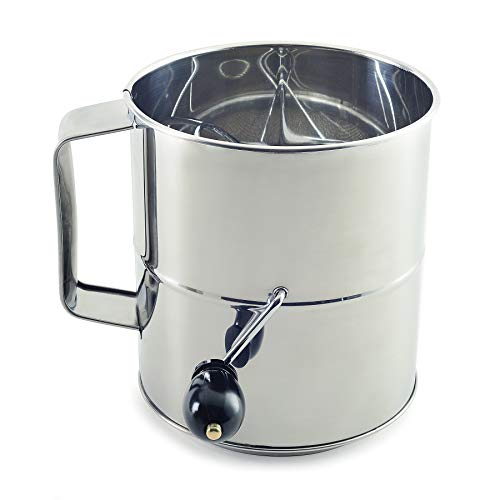 Norpro Polished Stainless Steel Hand Crank Sifter, 8 cups/64 ounces, As Shown