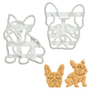 set of 2 french bulldog cookie cutters (designs: body & face), 2 pieces - bakerlogy