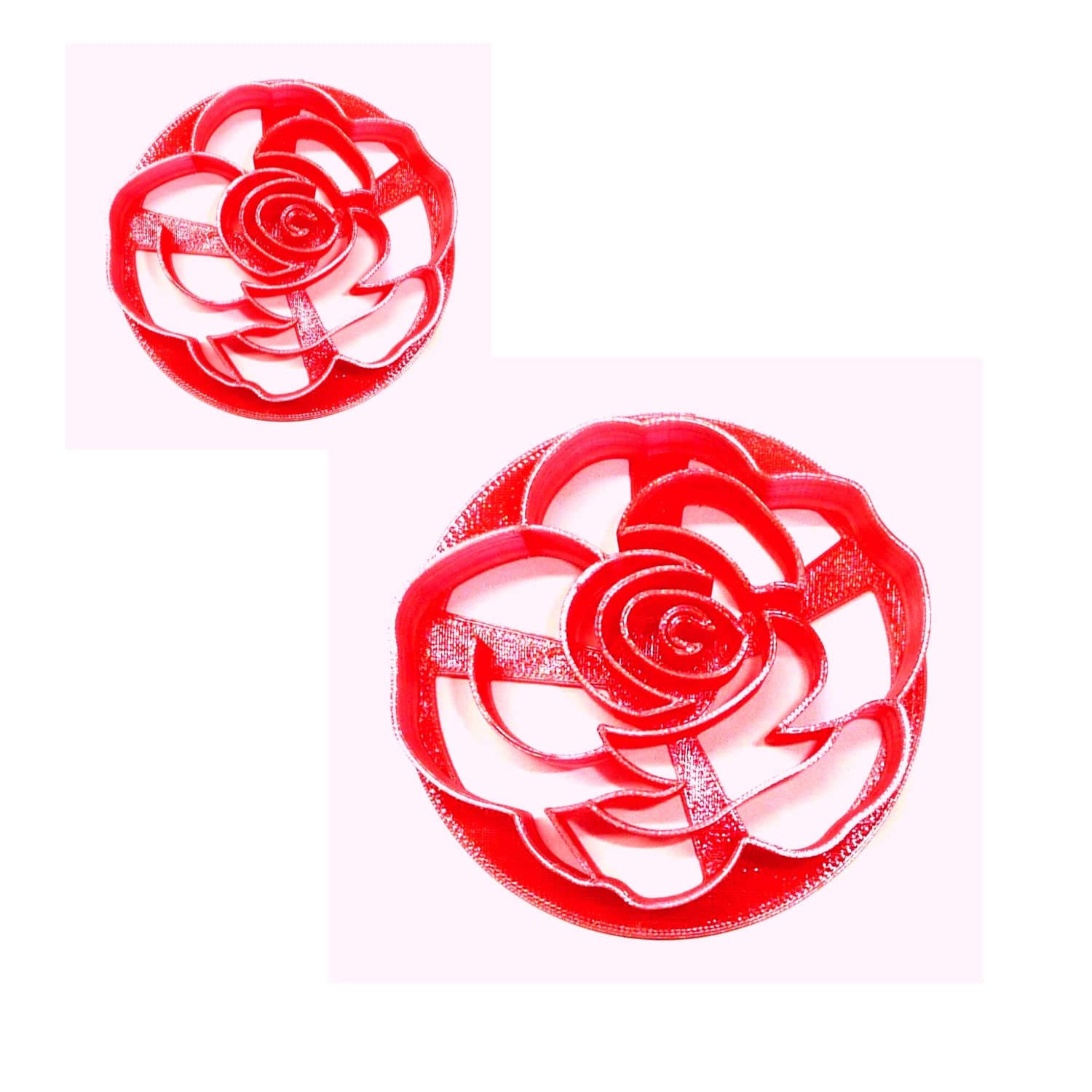 ROSE FLOWER SET OF 2 SIZES CONCHA COOKIE CUTTERS MEXICAN SWEET BREAD STAMPS MADE IN USA PR1760