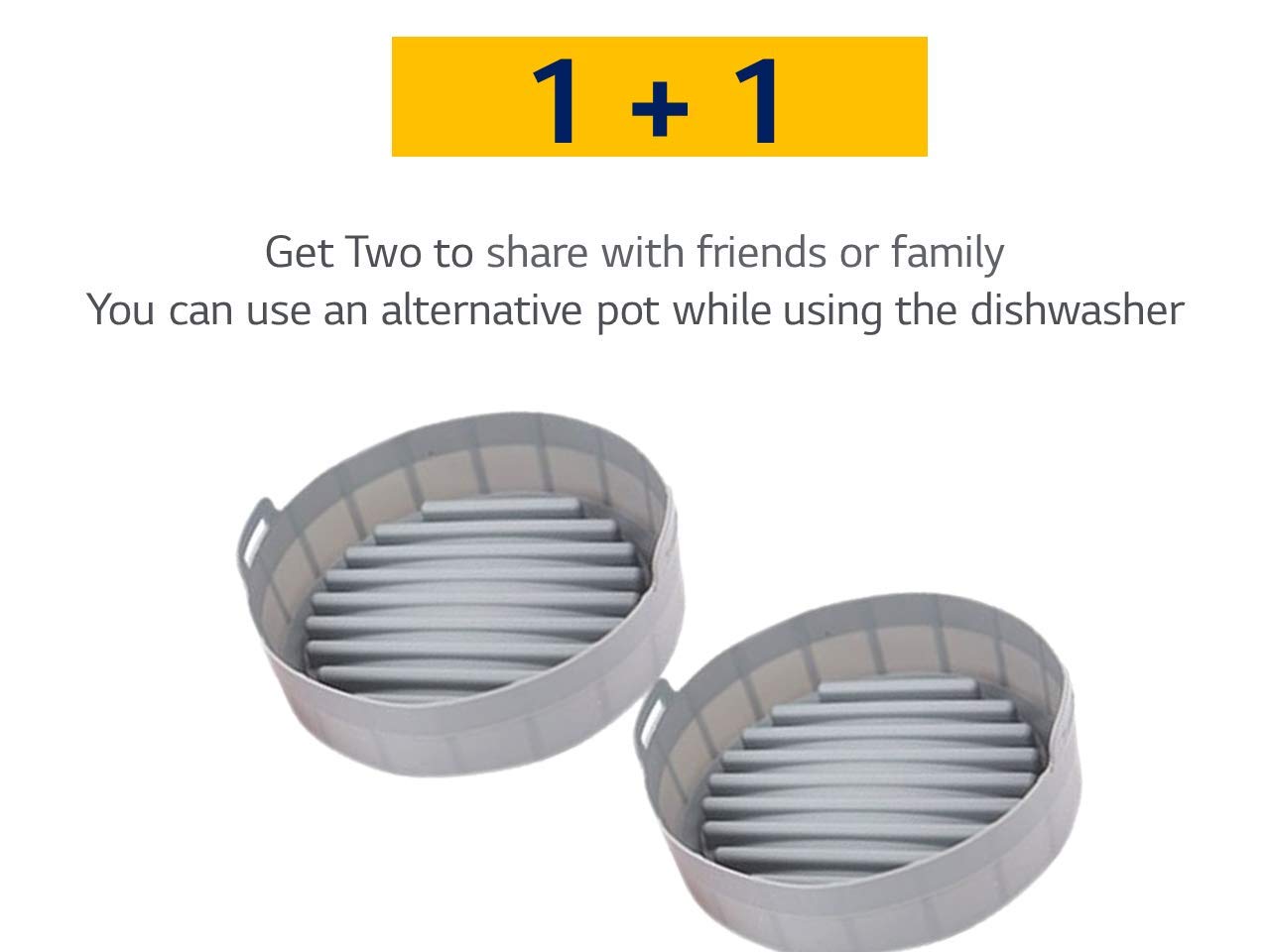 [Set of 2] Air Fryer Silicone Pot - Replacement of Parchment Paper Liners [7.5inch] No More Cleaning Basket After Using the Air fryer - Food Safe Air fryers Oven Accessories