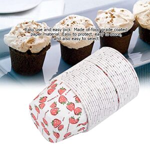 100PCS Mini Cupcake Liners Polka Dots/Stars Baking Paper Cups, Muffin Cases, Making Cake Balls, Muffins, Cupcakes, Candies, for Birthday Holiday Party Wedding(Strawberry)