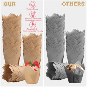 ABuff 200 Pcs Tulip Cupcake Liners for Baking Premium Baking Cup Muffin Liners, Tulip Cupcake Wrappers for Party, Wedding, Christmas, Birthdays and Baby Showers - Will Not Curl or Burn