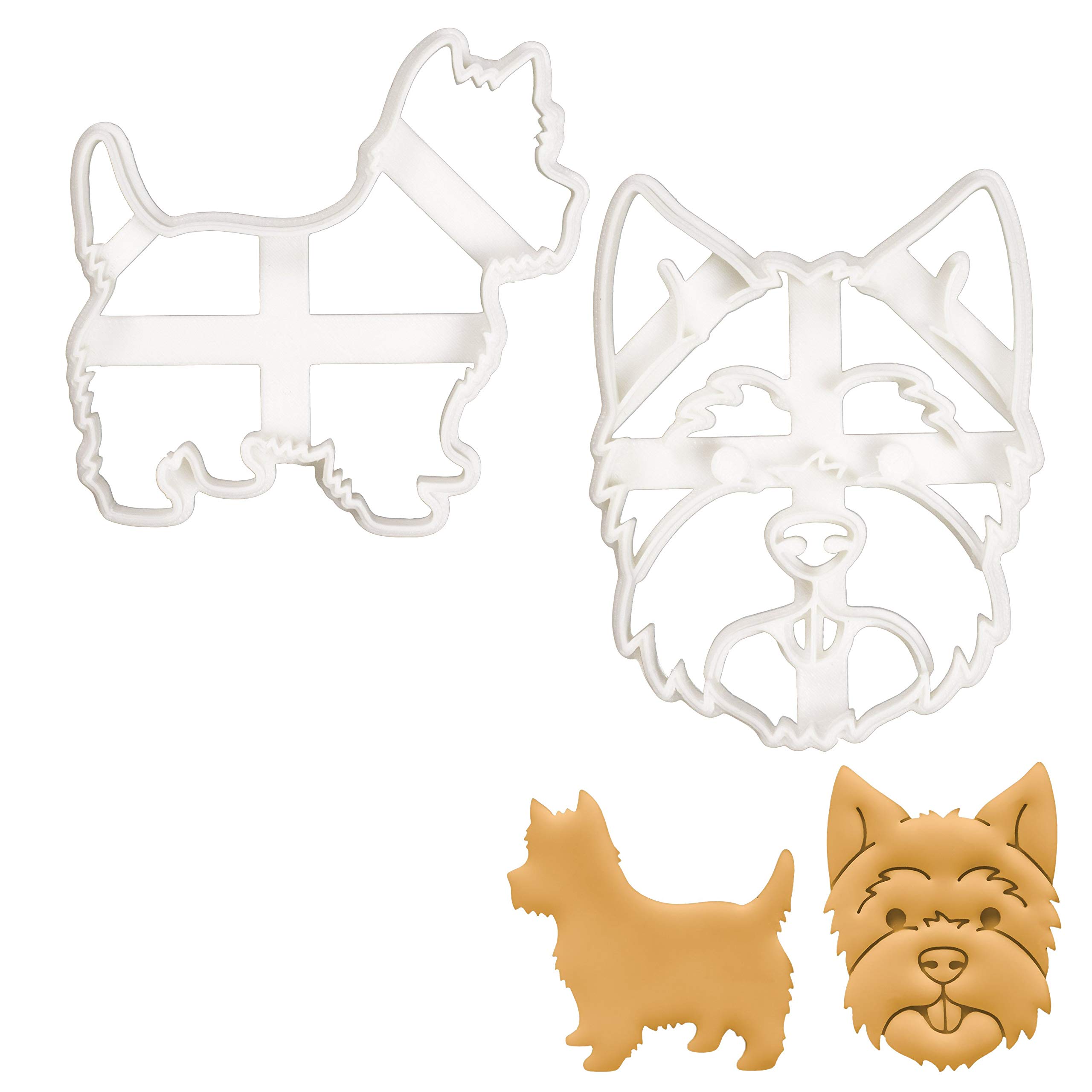 Set of 2 West Highland White Terrier cookie cutters (Design: Face and Silhouette), 2 pieces - Bakerlogy