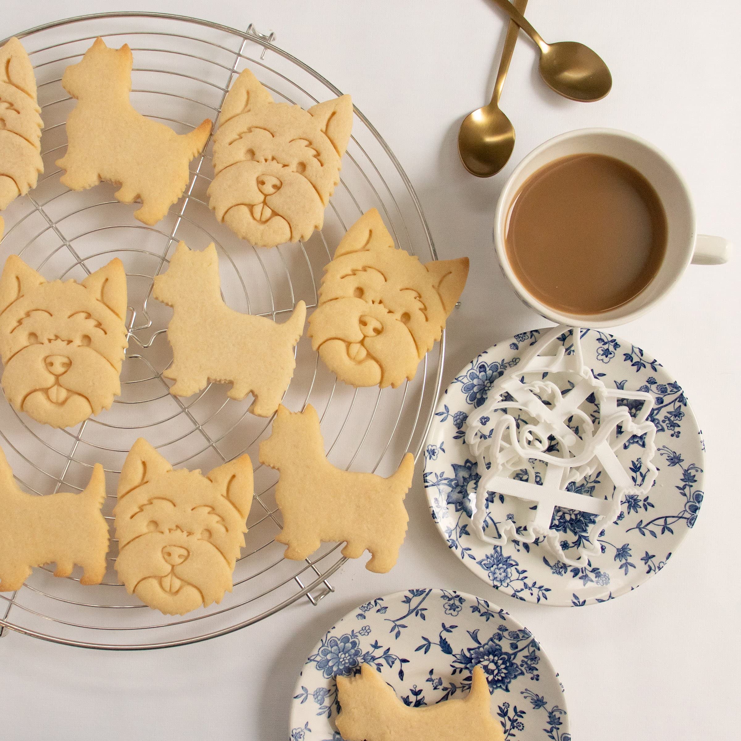 Set of 2 West Highland White Terrier cookie cutters (Design: Face and Silhouette), 2 pieces - Bakerlogy