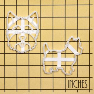 Set of 2 West Highland White Terrier cookie cutters (Design: Face and Silhouette), 2 pieces - Bakerlogy