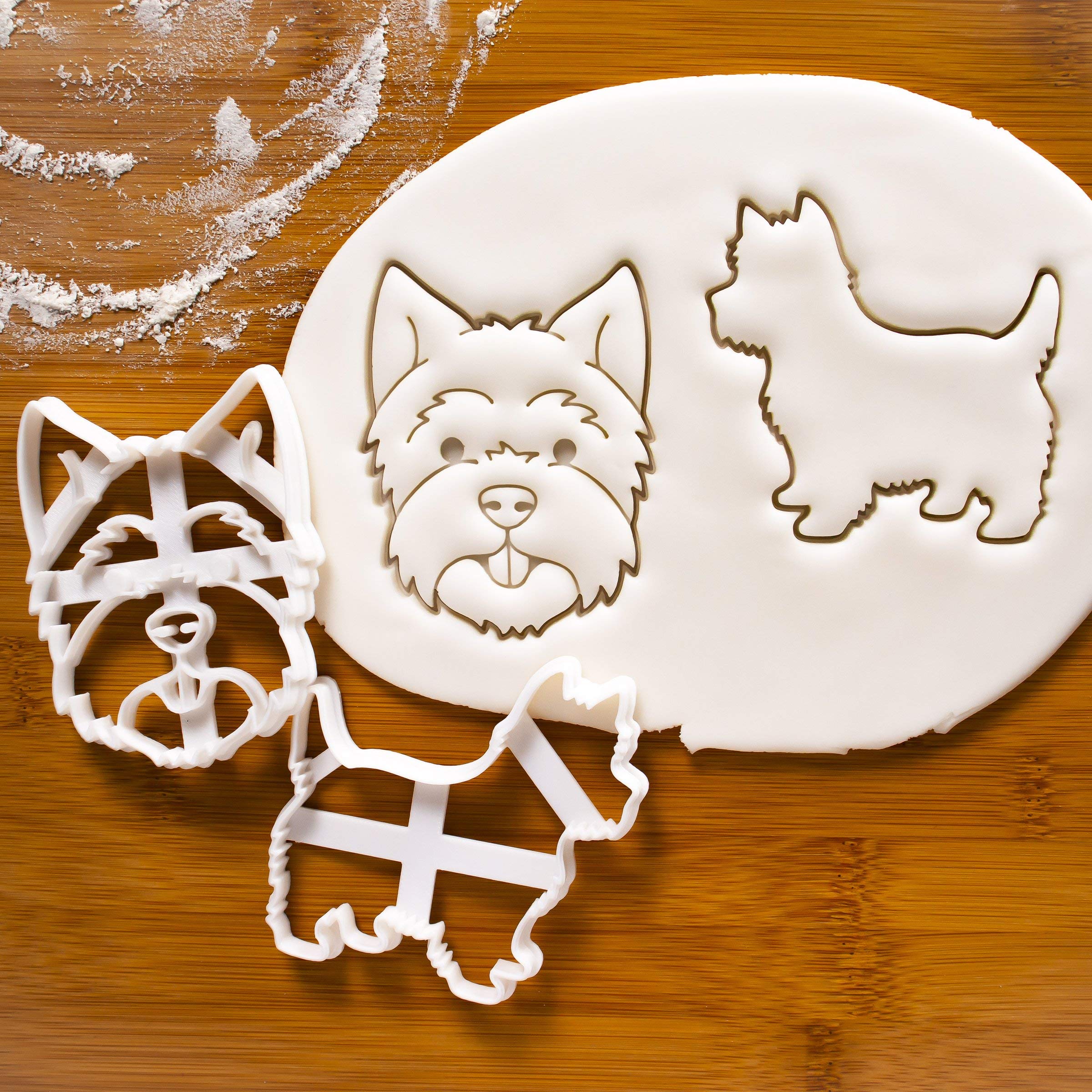 Set of 2 West Highland White Terrier cookie cutters (Design: Face and Silhouette), 2 pieces - Bakerlogy