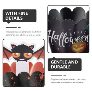 ABOOFAN 96pcs Halloween Cupcake Toppers Wrappers Bats Cupcake Picks Pumpkin Cupcake Case Liners Baking Cups Muffin Liners for Supplies Favors