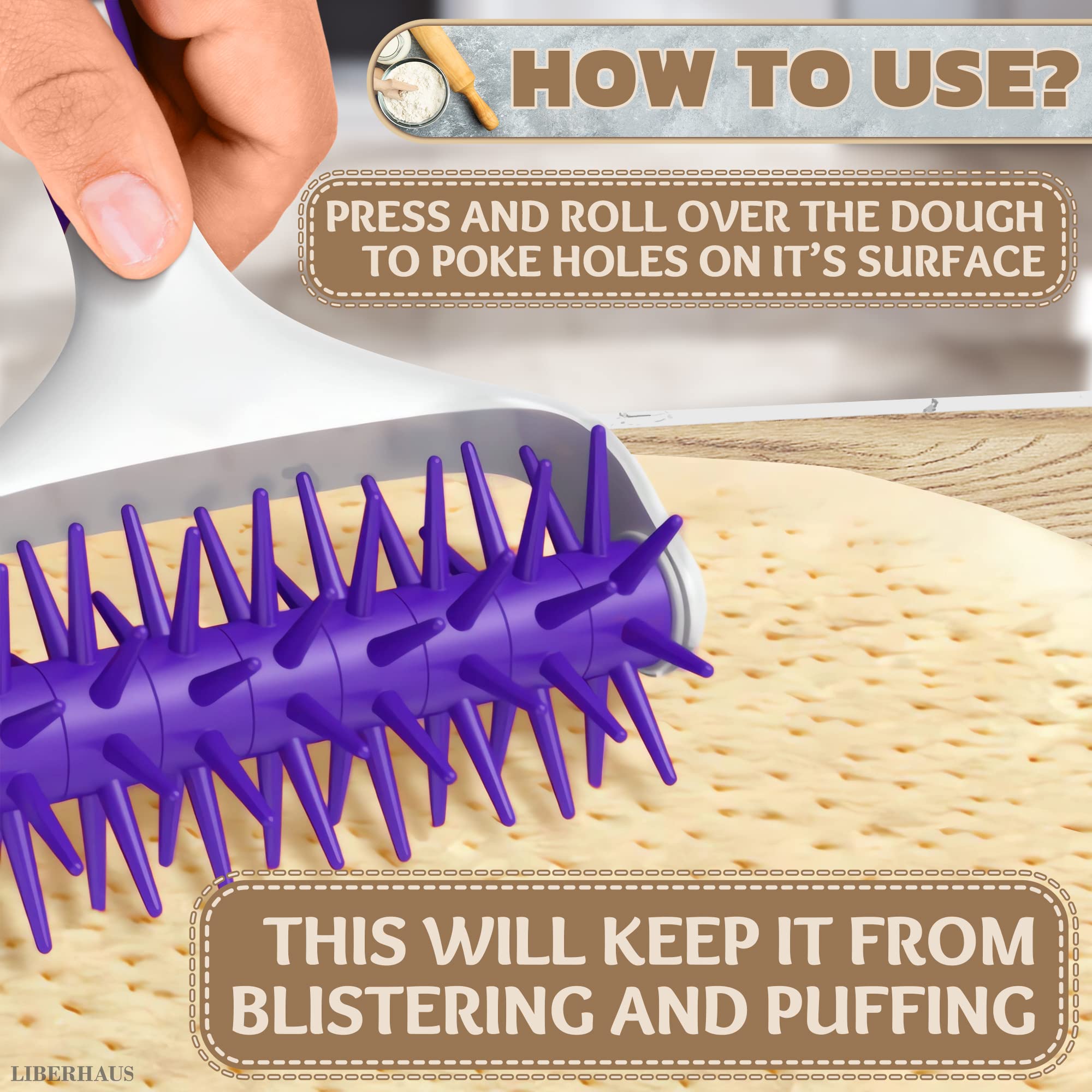 Plastic Pie Dough Pizza Dough Roller - Pizza Dough Docker Roller for Pizza Making Accessories Pizza Crust Dough Pie Baking Accessories - Plastic Kitchen Baking Pie Crust Dough Docker for Crackers