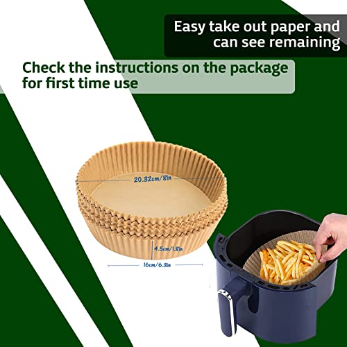 Air Fryer Disposable Paper Liner, Non-Stick Air Fryer Liners, Oil Resistant, Waterproof, Food Grade Baking Paper Baking Microwave Baking Paper, for All Air Fryers Above 3.5QT(50 PCS).