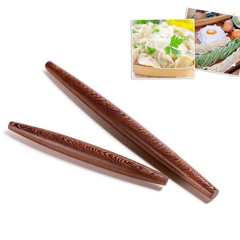 French Rolling Pin Tapered Wood Dumpling Rolling Pin 15 Inch 10 Inch 2pcs,Wenge Wooden Rolling Pin for Dumpling Skin,Pasta, Pizza, Cookie, Bread Dough Tapered Design with a Smooth Surface