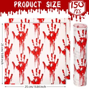 150 Pcs Halloween Wax Paper Sheets Food Dry Wrapping Paper with Blood Pattern Square Waterproof Deli Paper Oil Proof Sandwich Tray Picnic Basket Liners for Halloween Party Kitchen Handmade Supplies