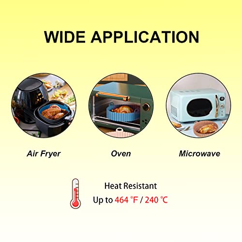 Silicone Air Fryer Liners, SCITURE Air Fryer Silicone Liners, Round Non Stick Air Fryer Basket Accessories, Reusable Replacement of Liner Paper, Easy Cleaning Air Fryer Silicone Pot (8", 2 Pack)