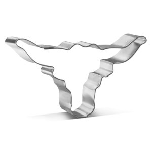 cookiecutter.com medium longhorn cookie cutter 4.5 inch –tin plated steel cookie cutters – medium longhorn cookie mold