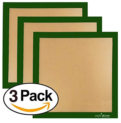 Set of 3-14" x 14" -Silicone Re-Usable Non-Stick Ultra Premium Dehydrator Sheets Compatible With Excalibur Silpat Tray Liner Flex Fruit Leather Roll Up Jerky Oven Baking Mat