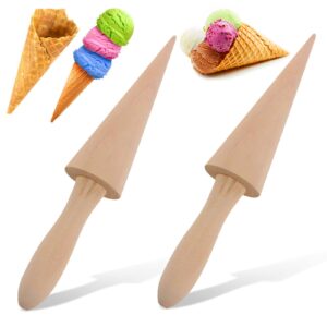 2pcs pizzelle roller, ice cream cone mold cone roller for diy pastry dessert cooking kitchen tool decorating baking accessory wooden