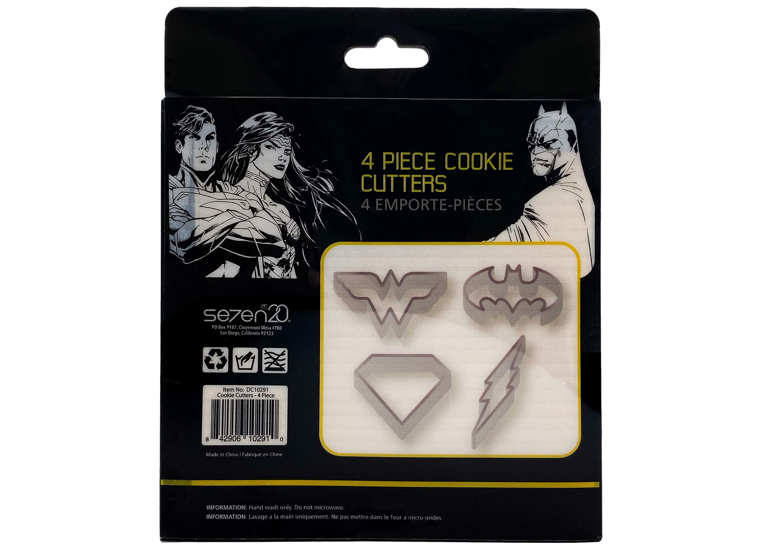 Seven20 Justice League Wonder Woman, Batman, Flash and SuperMan Cookie Cutter Set (4 pieces)