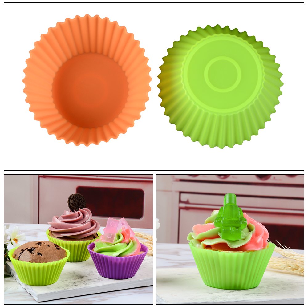 48 Pack Silicone Baking Cups Cupcake Liners - Reusable Silicone Molds Including Round, Rectanguar, Square, Flower BPA Free Food Grade Silicone