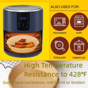 Air Fryer Disposable Paper Liner, 100 Pcs Non-stick Round Parchment Paper Oil Resistant, Waterproof, Food Grade Baking Paper Baking Microwave Baking Paper Unbleached -6.3 Inch(Natural)