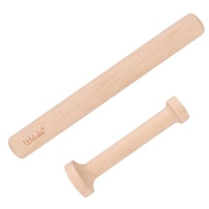 webake tart tamper wood pastry tart tamper with rolling pin for baking, great mini cheesecake pan tool