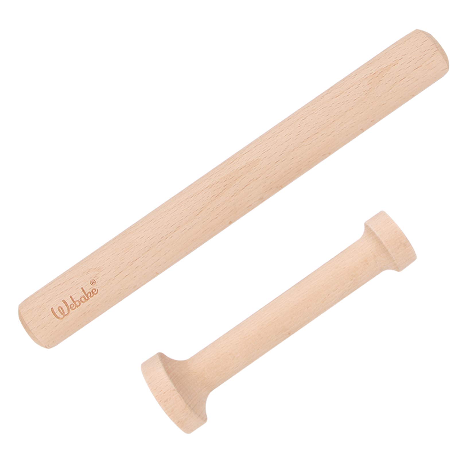 Webake Tart Tamper Wood Pastry Tart Tamper with Rolling Pin for Baking, Great Mini Cheesecake Pan Tool