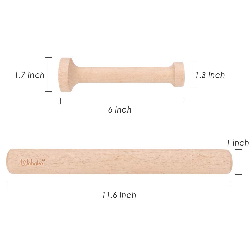 Webake Tart Tamper Wood Pastry Tart Tamper with Rolling Pin for Baking, Great Mini Cheesecake Pan Tool