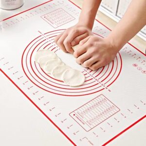 jin yue silicone baking mat kneading mat roll out the dough on a baking sheet. pizza, pasta, bread, cookies no discoloration. non-slip bottom good, practical & durable, red, 16x20x0.02inch