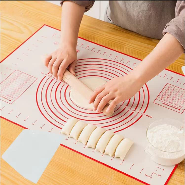 Jin Yue Silicone Baking Mat Kneading Mat Roll out the dough on a baking sheet. Pizza, pasta, bread, cookies No discoloration. Non-slip bottom Good, practical & durable, Red, 16x20x0.02inch