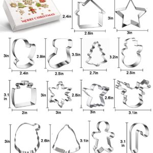 Cookie Cutters Christmas Shapes, 14PCS Christmas Cookie Cutters for Baking, Making Muffins,Biscuits, Sandwiches - Snowflake, Christmas Tree, Reindeer, Gingerbread Boy, Snowman, Angel, Bell, Gloves etc