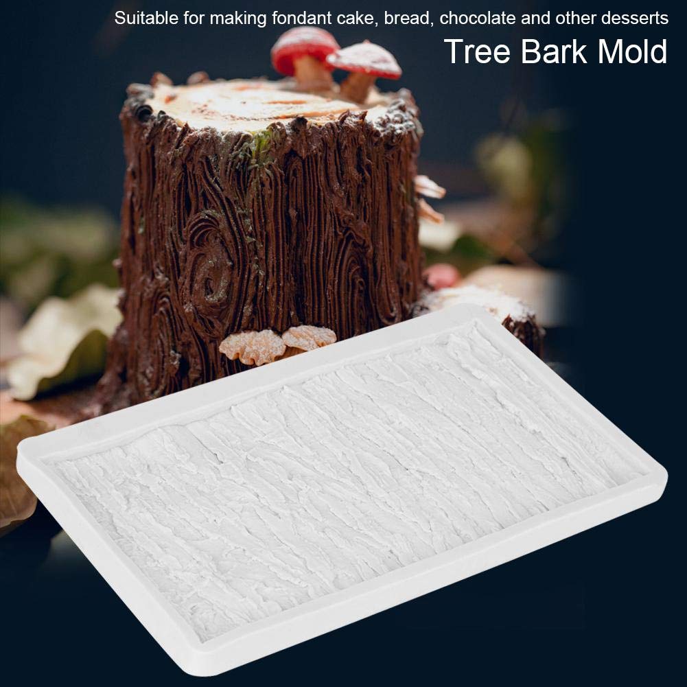 Tree Bark Shaped Non-stick Fondant Impression Mat Mould Food Grade Silicone Bread Desserts Pastry Bakeware Cake Decorating Supplies for Cupcake Wedding Birthday Party