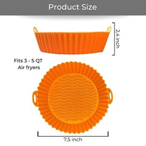 JUNPED Silicone Air Fryer Liner | 3 -Pack Reusable Silicone Basket To Cover Airfryer | 7,5 Inch Baking Tray Accessories For Oven Microwave | Food Safe Stress-Free Cleaning Inserts | Fits 3-5 Qt